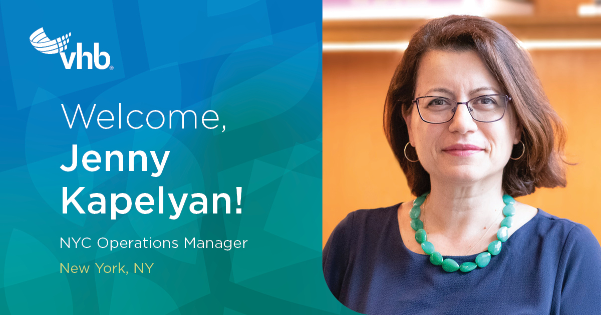News | VHB Welcomes Jenny Kapelyan, PE, as NYC Operations Manager | VHB