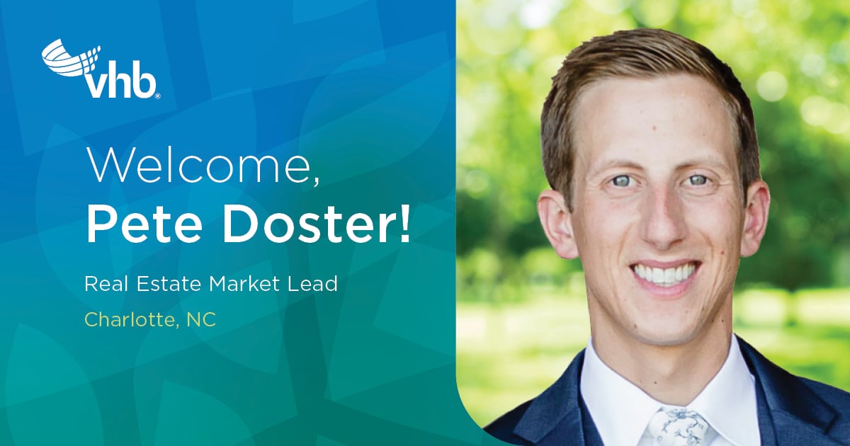 News | VHB welcomes Pete Doster as the Real Estate Market Lead in ...